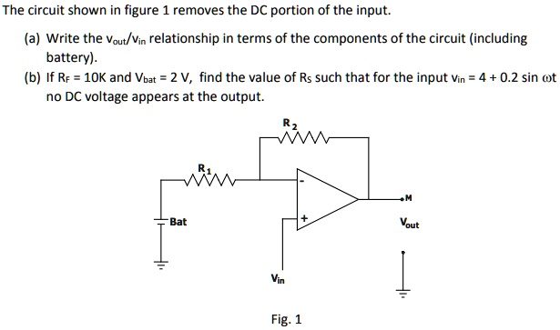 SOLVED: The circuit shown in Figure 1 removes the DC portion of the input. (a) Write the Vout ...