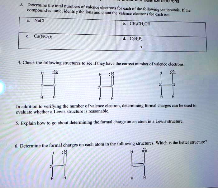Acions determine the total numbers of valence clectrons for...