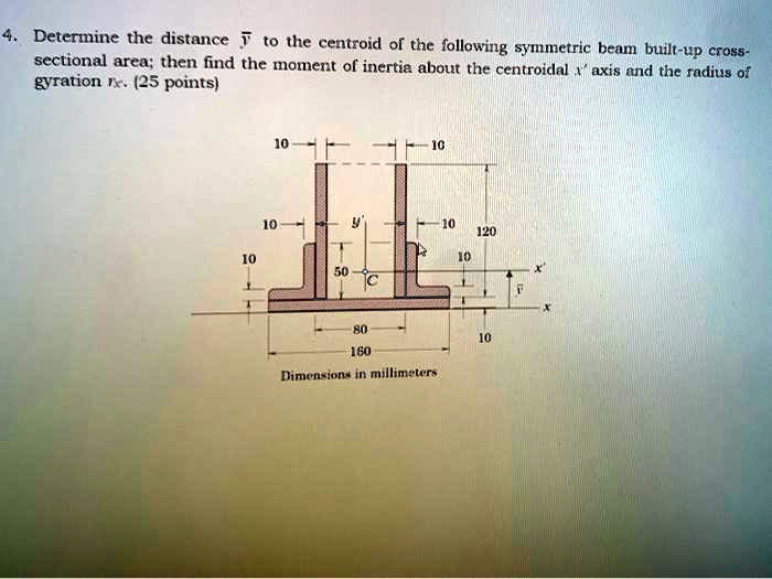 4. Determine the distance y̅ to the centroid of the following symmetric ...
