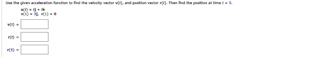 SOLVED: Use the given acceleration function to find the velocity vector ...