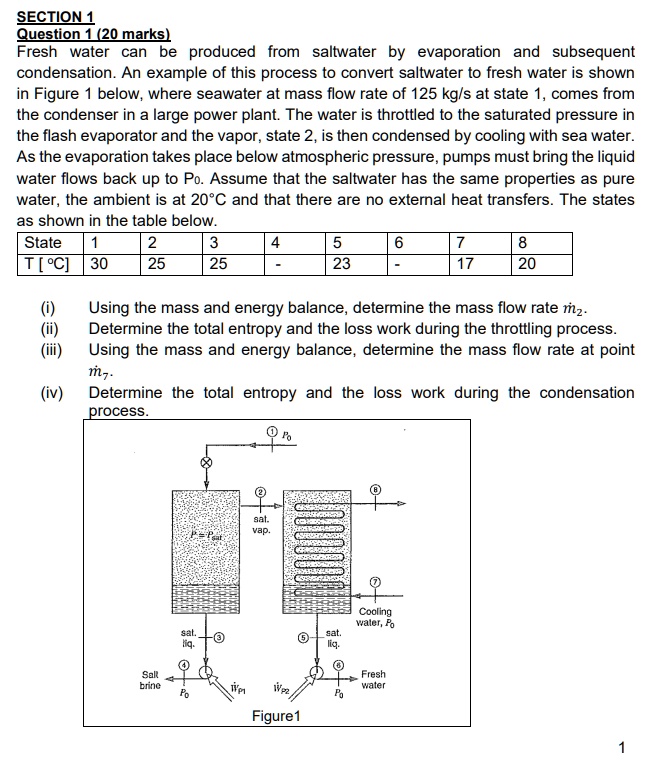 section 1 question 1 20 marks fresh water can be produced from ...