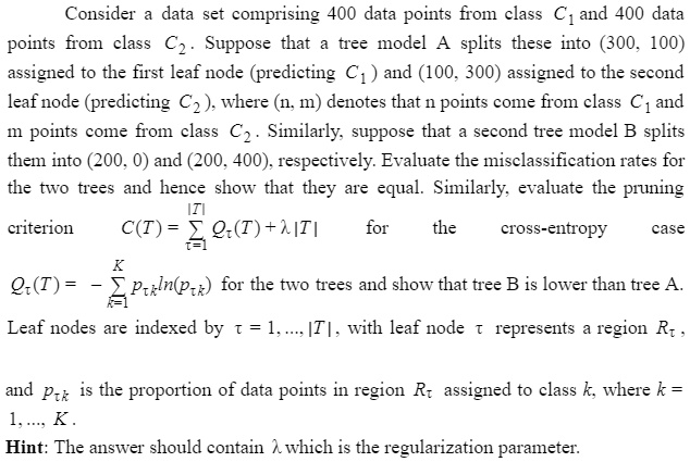 SOLVED: Consider a data set comprising 400 data points from class Ci ...