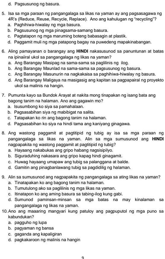 SOLVED: ayan pa po pls,patulongEsP po yan Pagsusunog ng basura Isa sa ...