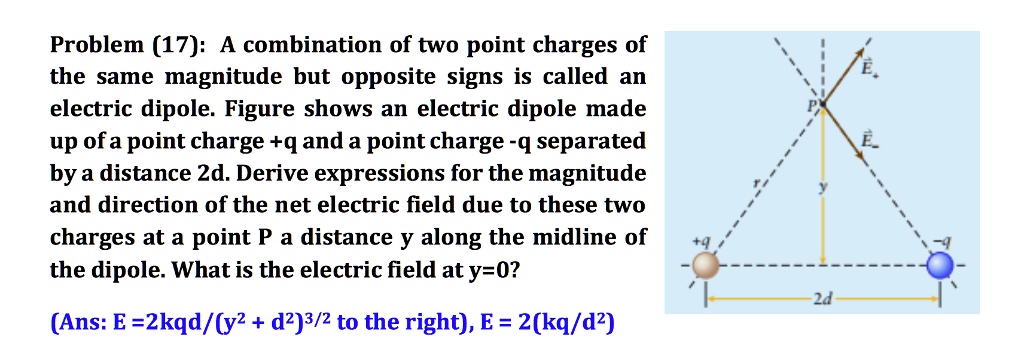 SOLVED: Problem (17): A combination of two point charges of the same magnitude but opposite ...