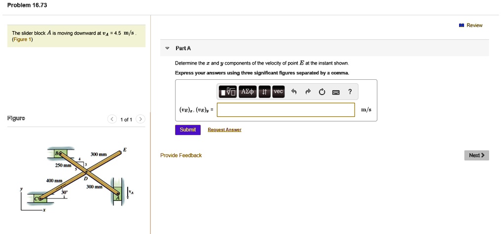 SOLVED: Problem 16.73 III Review The slider block A is moving downward ...