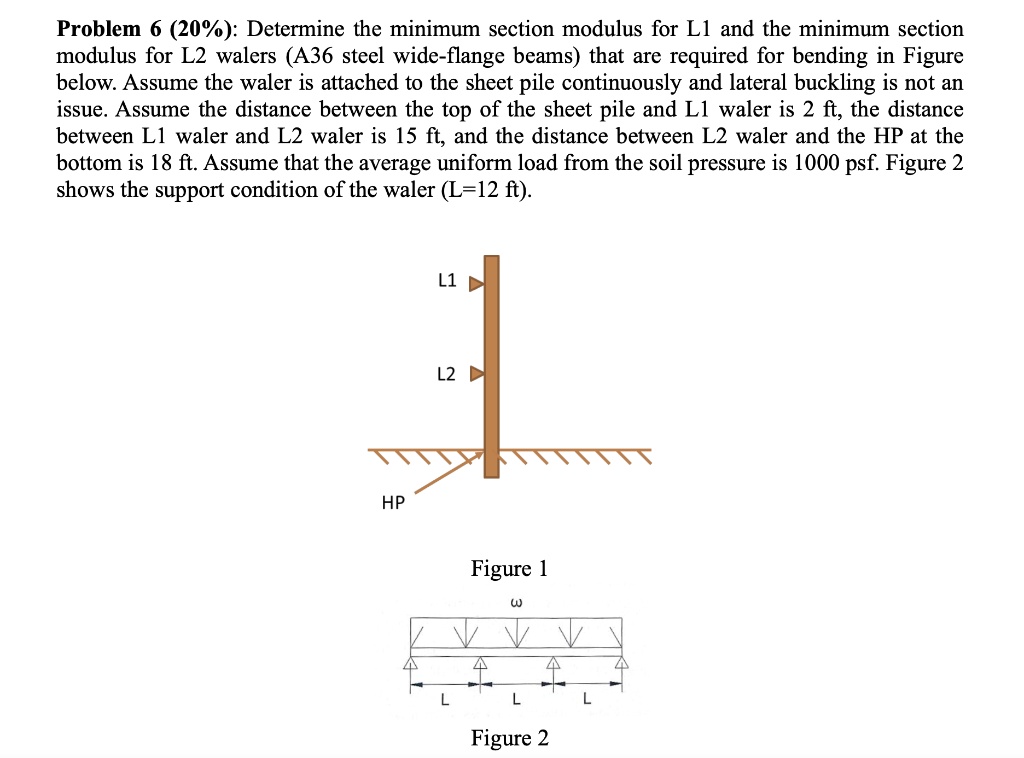 problem 6 20 determine the minimum section modulus for ll and the minimum section modulus for l2 ...