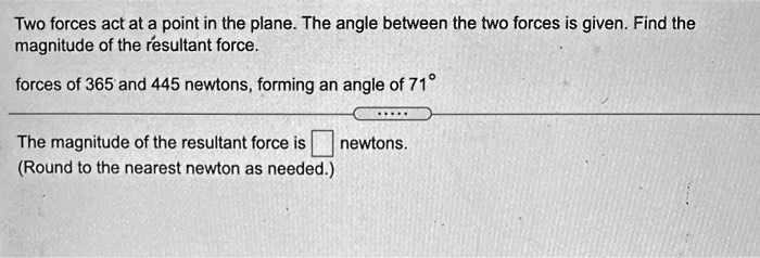 Two Forces Act At A Point In The Plane The Angle Between The Two