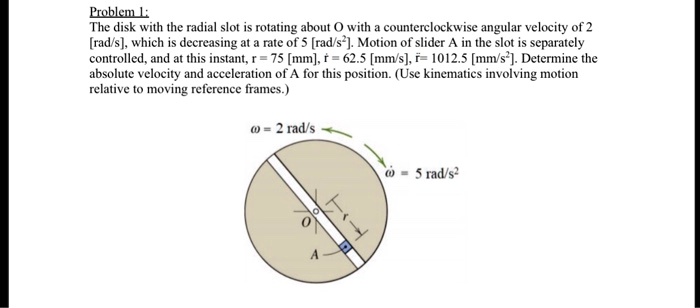 SOLVED: ErokkemL The disk with the radial slot rotating about 0 with counterclockwise angular ...