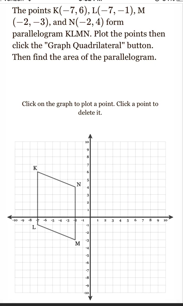 Solved The Points K 76 L 7 1m 2 3 And N 24 Form Parallelogram Klmn Plot The