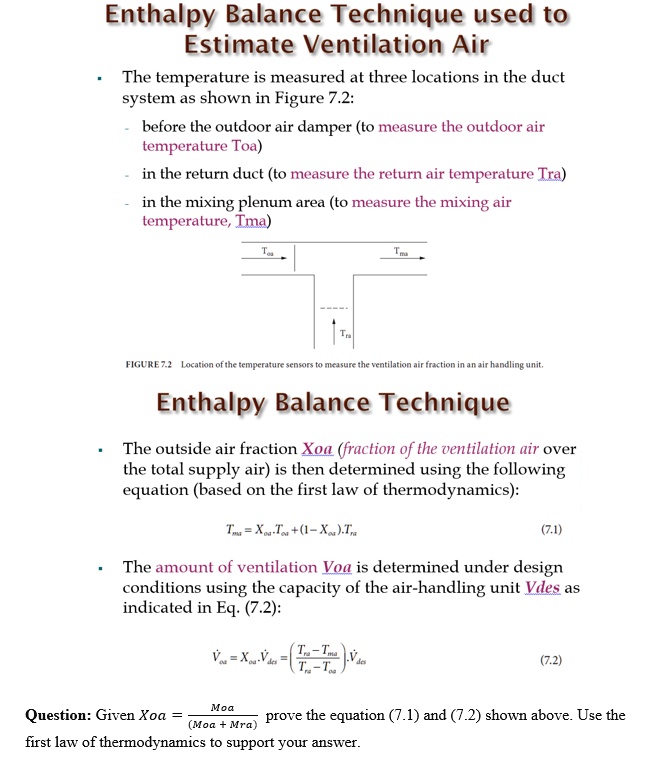Enthalpy Balance Technique used to Estimate Ventilation Air • The ...