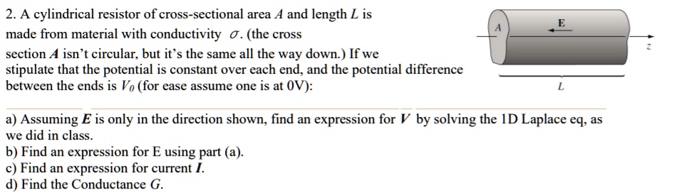 SOLVED: cylindrical resistor of cross-sectional area A and length L is made from material with ...