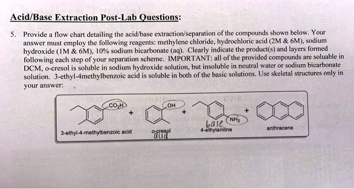 acidbase extraction post lab questions provide flow chart detailing the ...