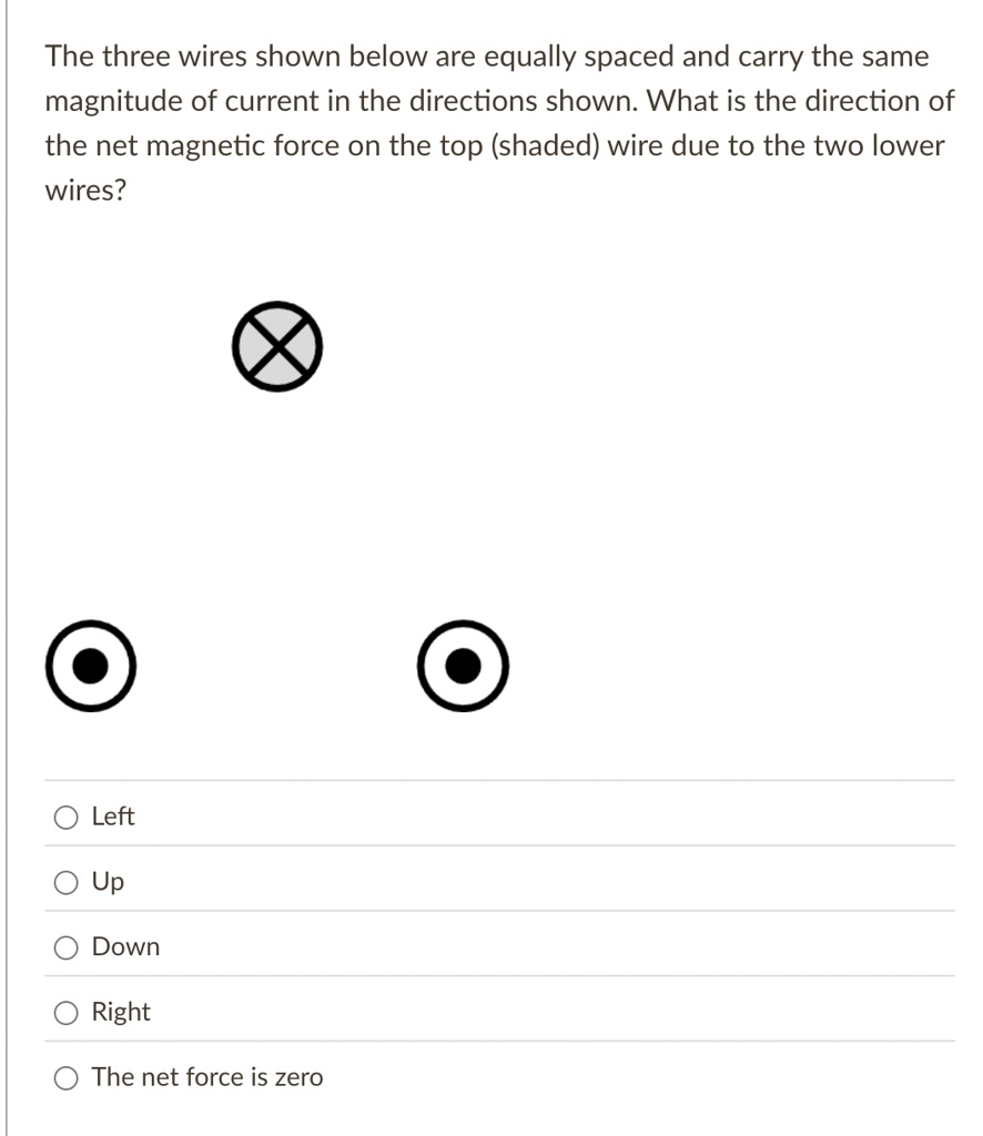 the three wires shown below are equally spaced and carry the same ...