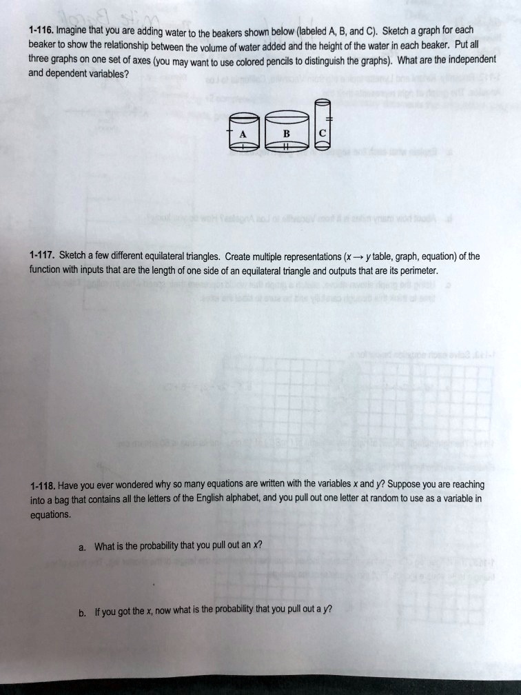 SOLVED: 1-116. Imagine that you are adding water to the beakers shown ...