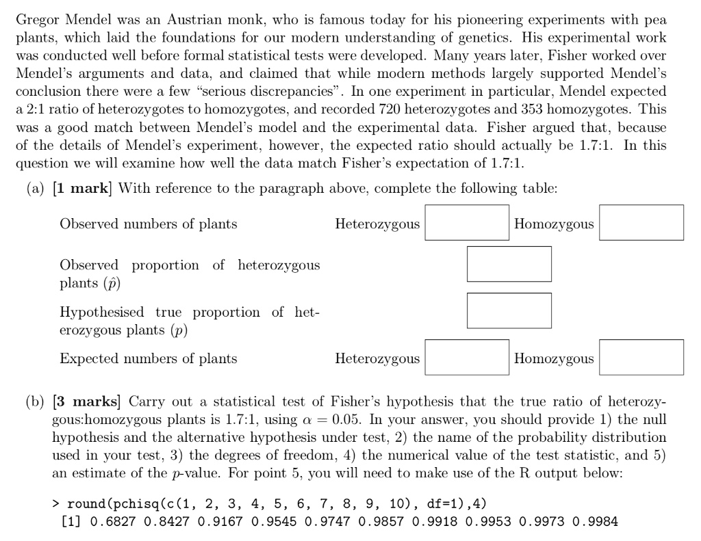 SOLVED: Gregor Mendel WaS an Austrian monk; who is famous today for his pioneering experiments ...