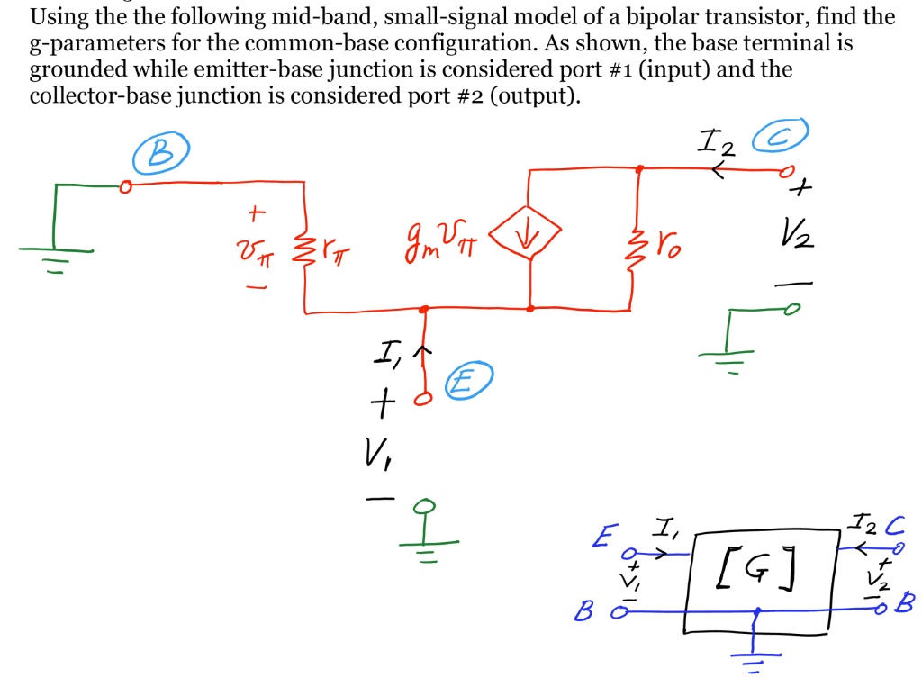 Using the the following mid-band, small-signal model of a bipolar ...