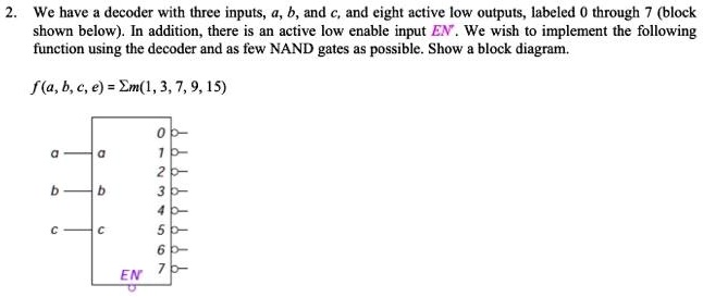 SOLVED: show a block diagram 2. We have a decoder with three inputs,a,b ...