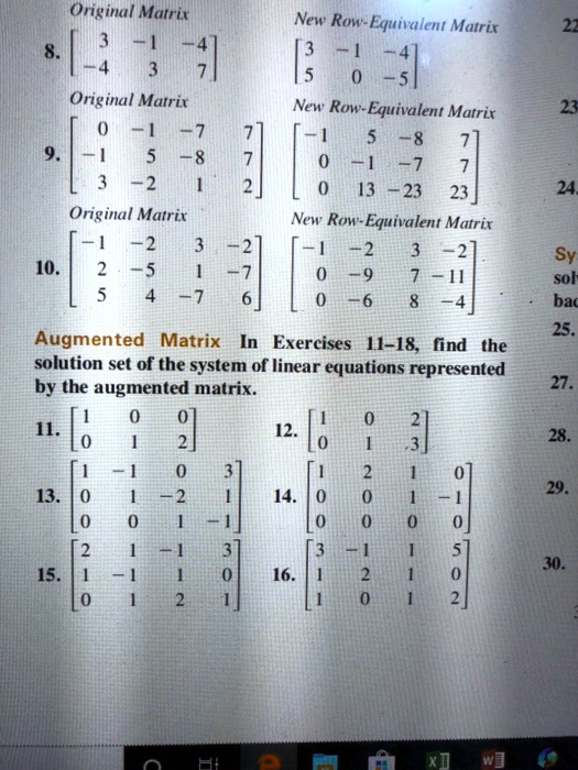 SOLVED: Original Matrix New Row-Equivalent Matrir Origi inal Matrir New ...