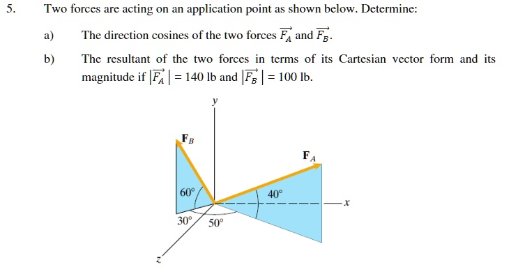 SOLVED: Can someone solve and explain this question. 5. Two forces are acting on an application ...