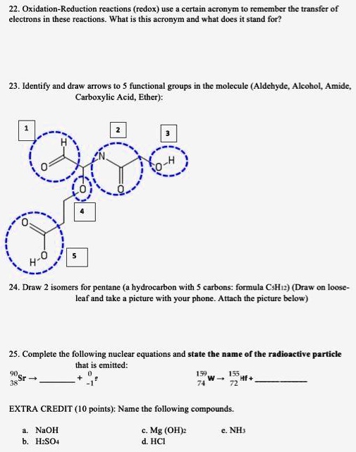 SOLVED:22 . Oxidation-Reduction rcactions (redox) ccrtain acronym ...