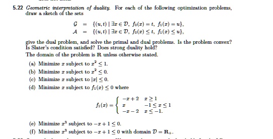 SOLVED: 5.22 Geomettic interpretation of duality: @TAu sketcr following ...