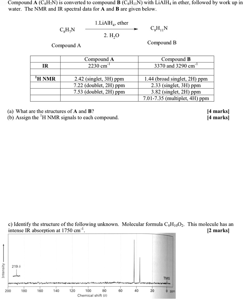 SOLVED: Compound (CxH-N) is converted t0 compound B (CxHN) with LiAIH ...