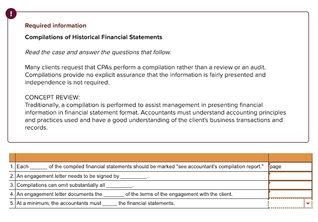 Required information Compilations of Historical Financial Statements ...