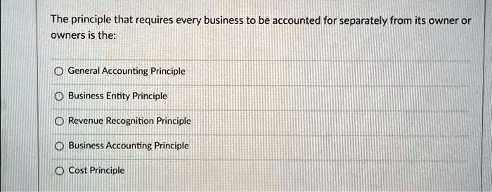 SOLVED: The principle that requires every business to be accounted for ...