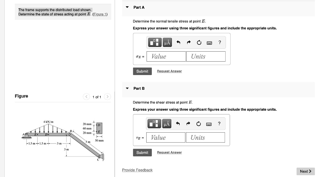 The frame supports the distributed load shown. Determine the state of ...