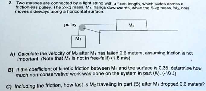 SOLVED: Two masses are connected by light string with fixed length which slides across ...
