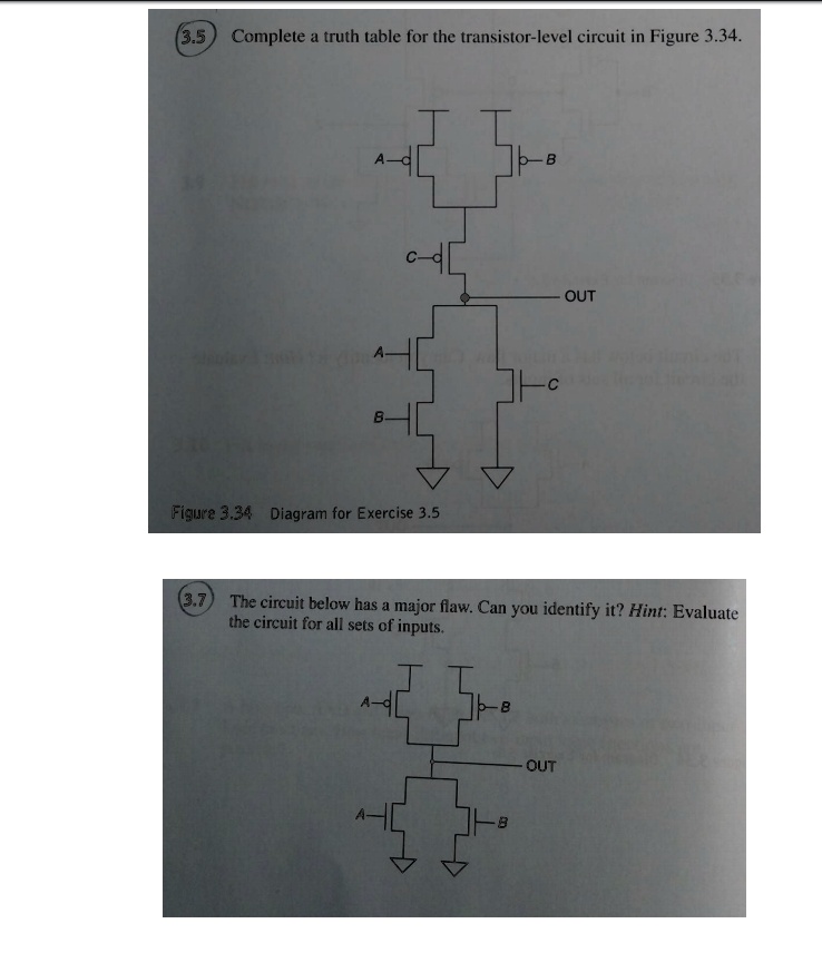 complete a truth table for the transistor level circuit in figure 334 ...