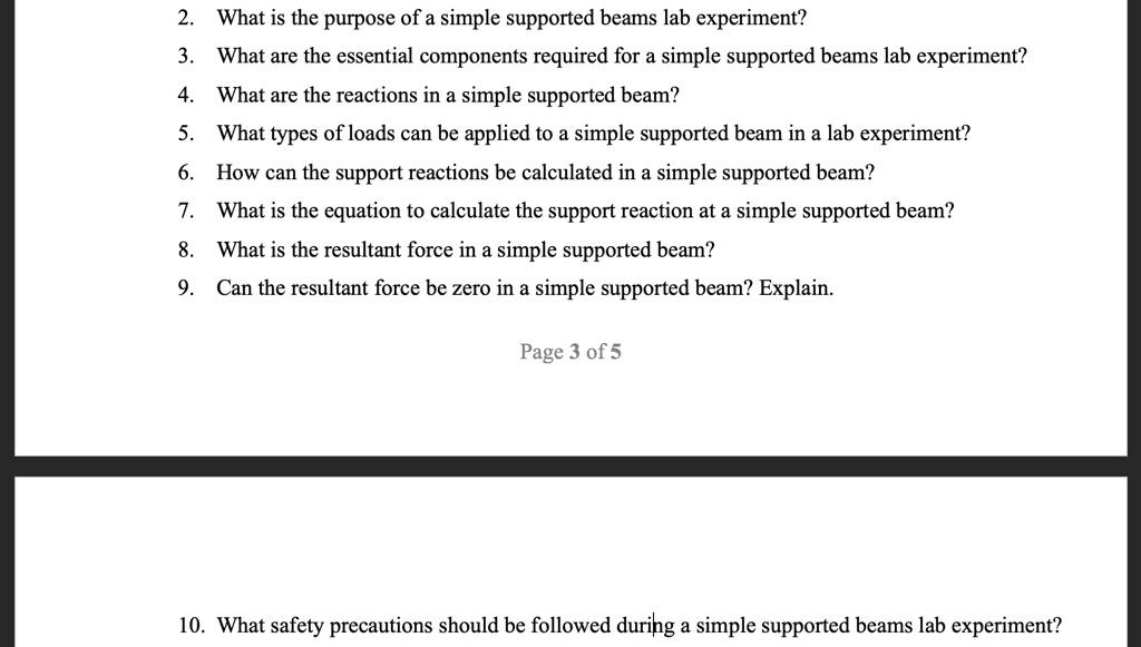 2. What is the purpose of a simple supported beams lab experiment? 3 ...