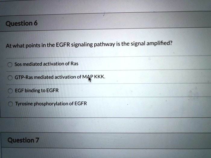 Question 6 At what points in the EGFR signaling pathway is the signal ...