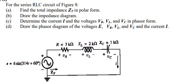 SOLVED: For the series RLC circuit of Figure 8: (a) Find the total impedance Zr in polar form ...