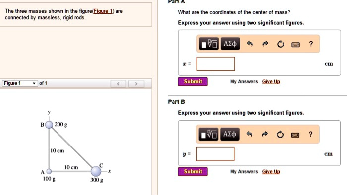 The three masses shown in the figure(Figure 1) are connected by massless, rigid rods. Part A ...