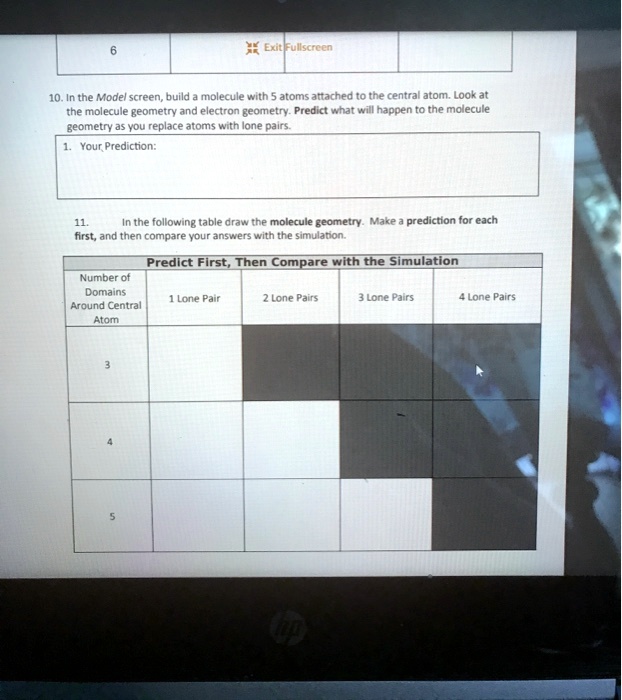 A exitffullscreen 10 in the model screen build molecule with...