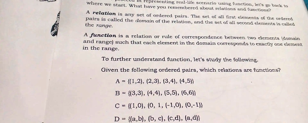 SOLVED: where we start representing real-life scenario using function What have YOu remembered ...