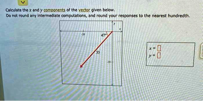 Solved Calculate The X And Y Components Of The Vector Given Below Do Not Round Any Intermediate