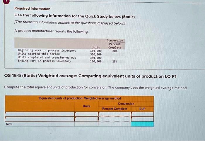 SOLVED: Texts: Required information Use the following information for the Quick Study below ...