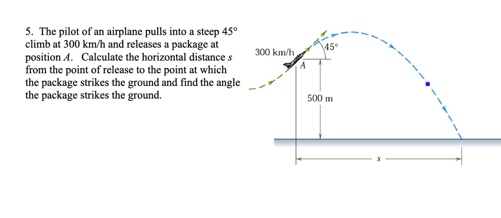 SOLVED: 5. The pilot of an airplane pulls into a steep 45 climb at 300 ...