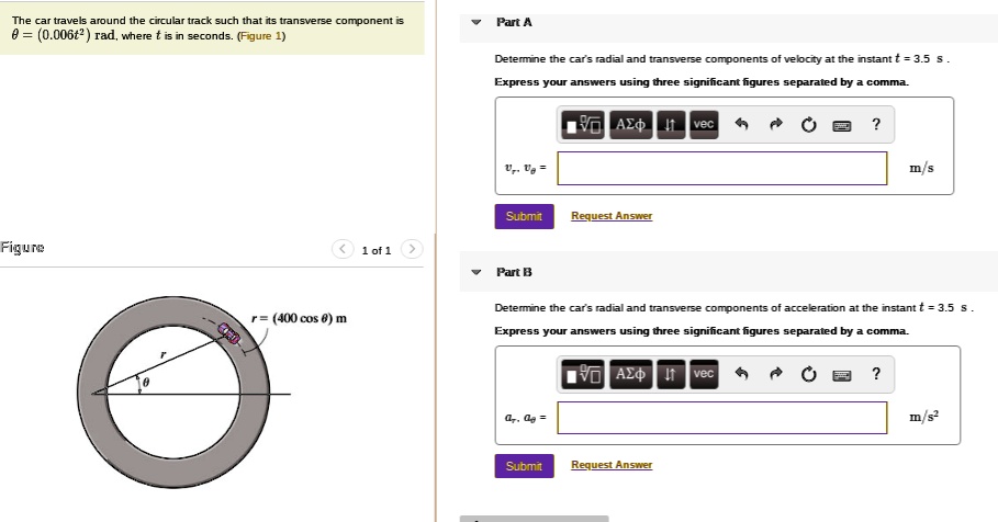 the car travels around the circular track such that its transverse ...