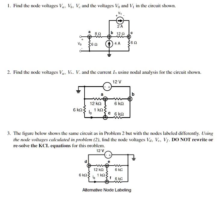 1. Find the node voltages Va, Vb, Vc and the voltages Vo and V1 in the circuit shown. V1 a 8? 2 ...