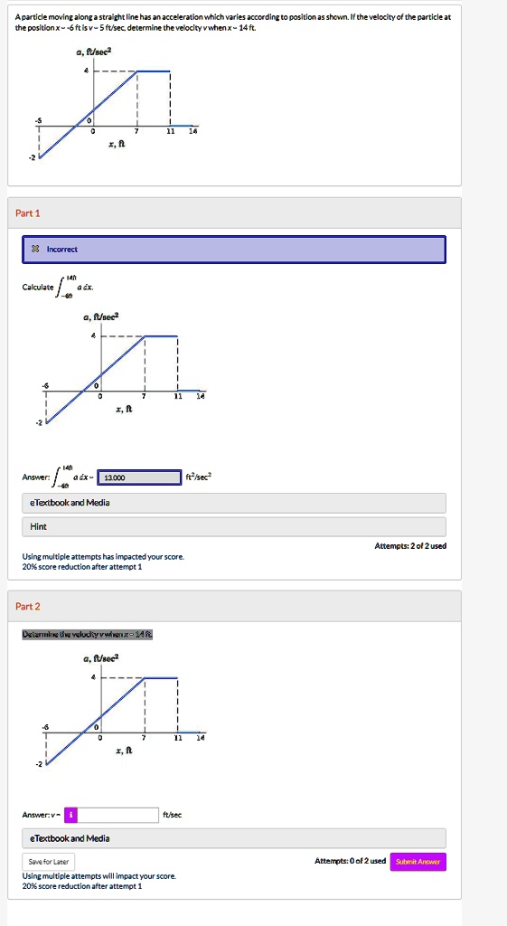 SOLVED: A particle moving along a straight line has an acceleration which varies according to ...
