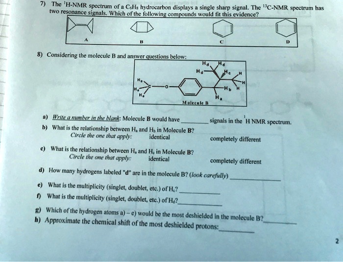 the h nmr spectrum f a calls hydrocarbon displays io single sharp signal the c nmr spectrum has ...