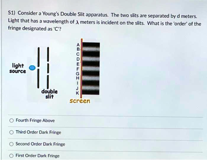 SOLVED: 51) Consider a Young s Double Slit apparatus: The two slits are ...