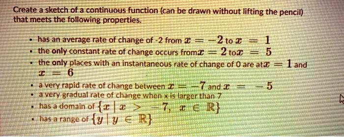 SOLVED:Create a sketch of a continuous function (can be drawn without ...