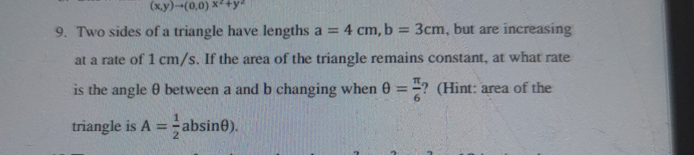 SOLVED: 9. Two sides of a triangle have lengths a=4 cm, b=3 cm, but are ...