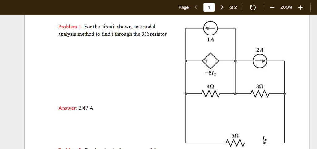SOLVED: For the circuit shown, use nodal analysis method to find i through the 3 ohm resistor.