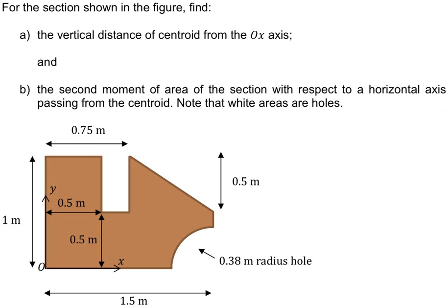 For the section shown in the figure, find: a) The vertical distance of ...