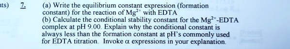 write the equilibrium constant expression formation constant for the ...